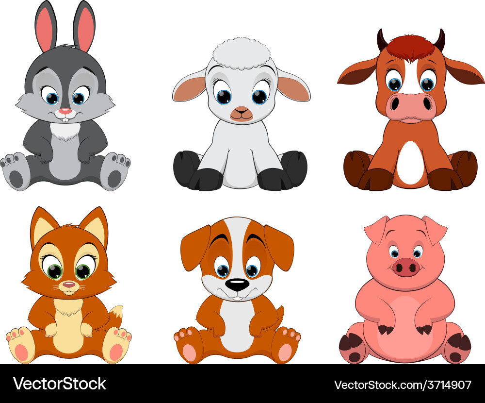 Cute colorful exotic animals collection Royalty Free Vector