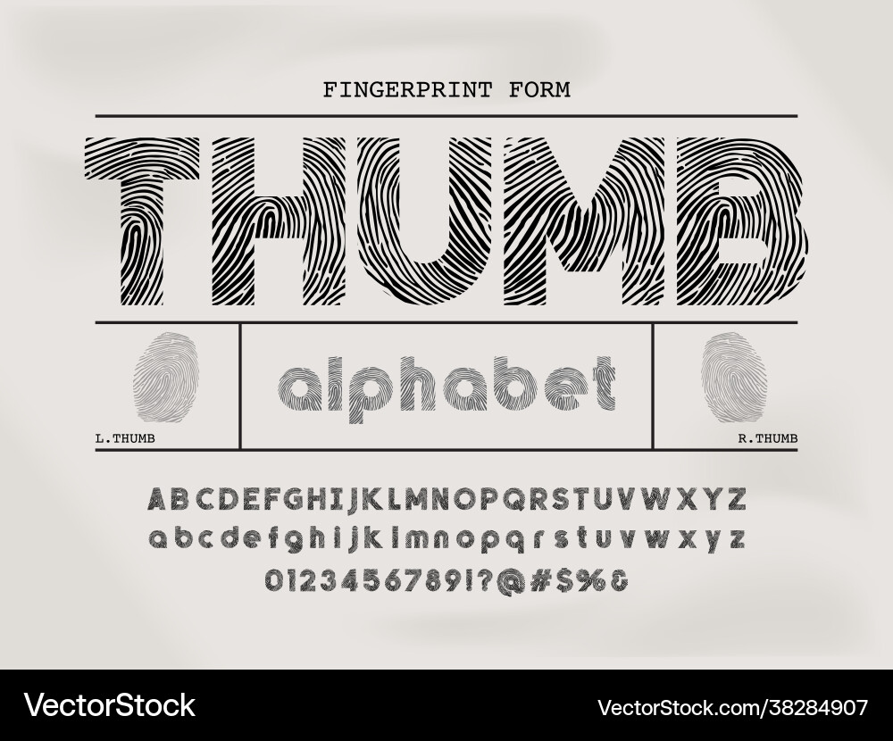 Finger print font Royalty Free Vector Image - VectorStock