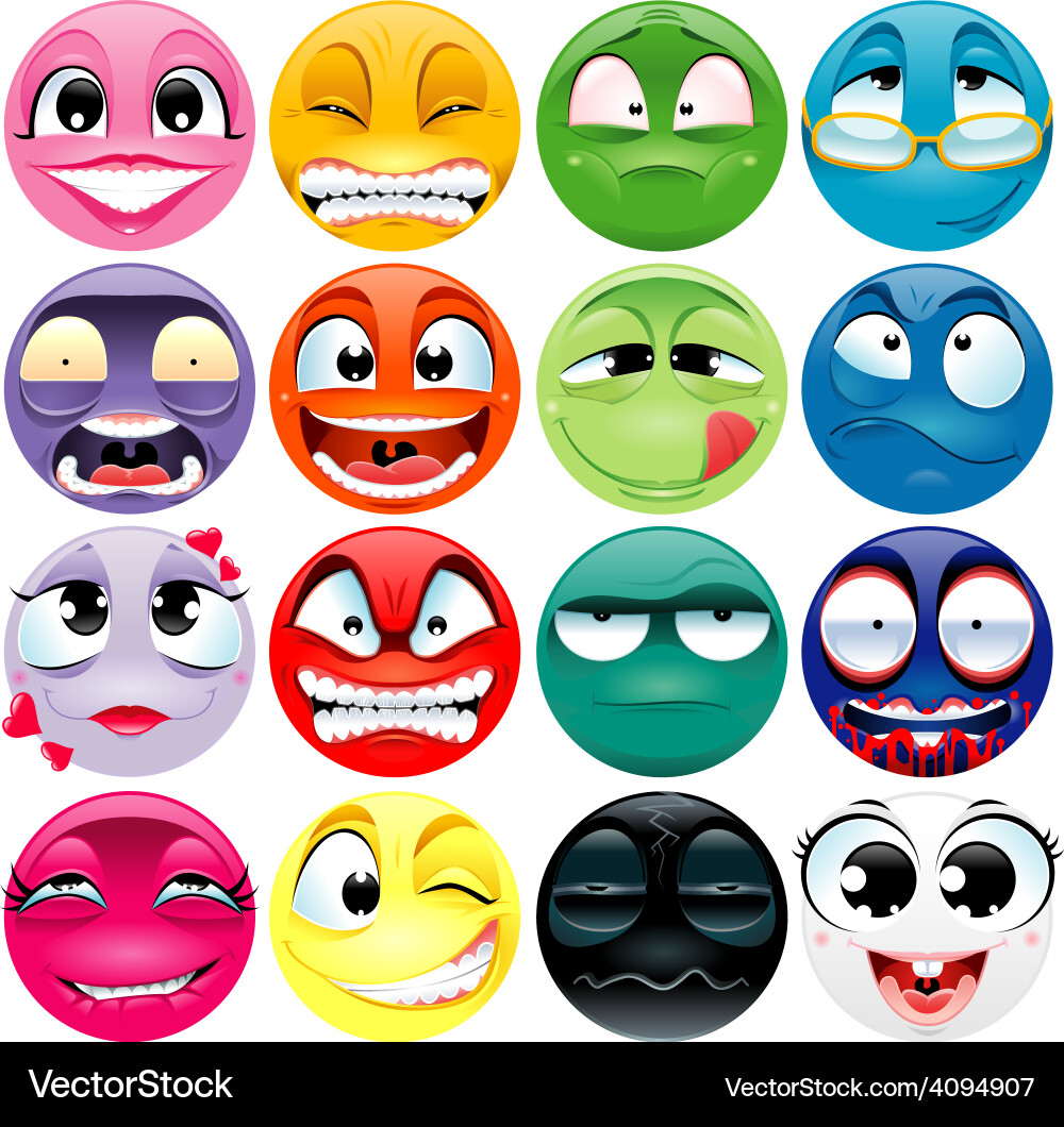 Funny faces with different expressions Royalty Free Vector