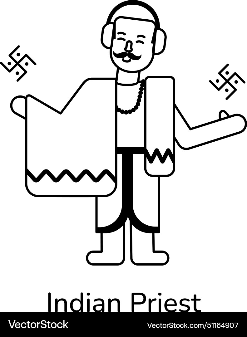 Indian priest Royalty Free Vector Image - VectorStock