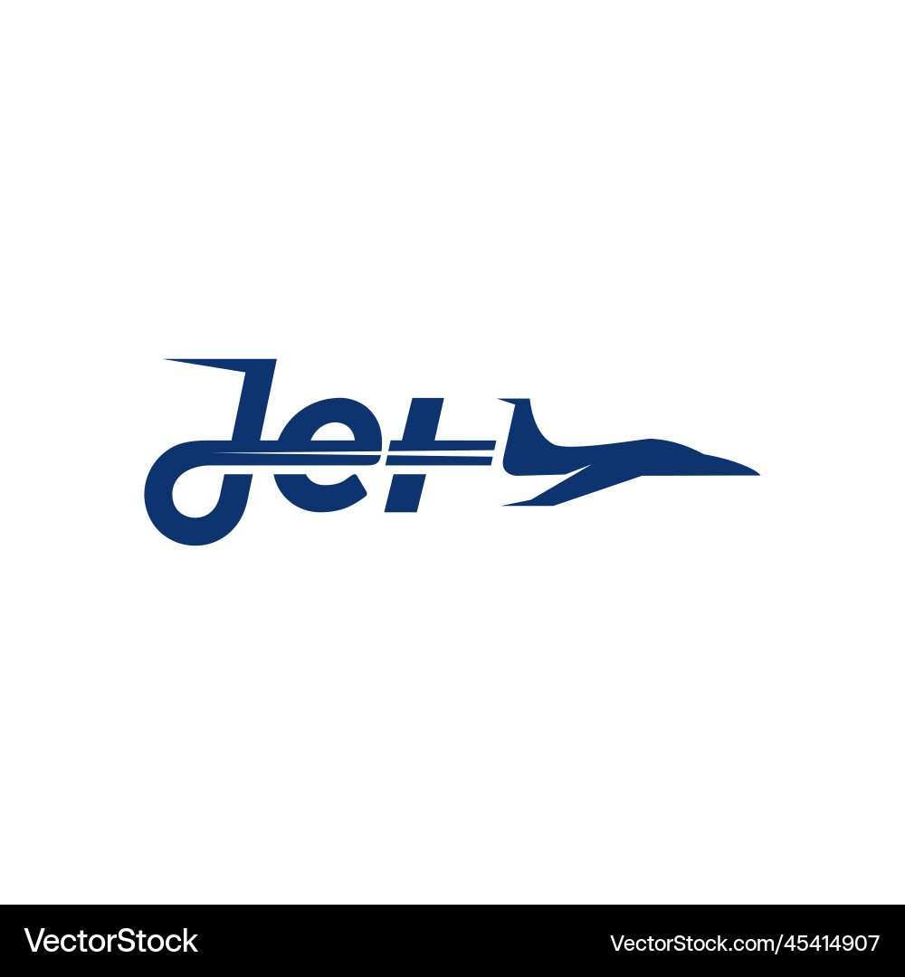 Jet letter with plane icon logo design Royalty Free Vector