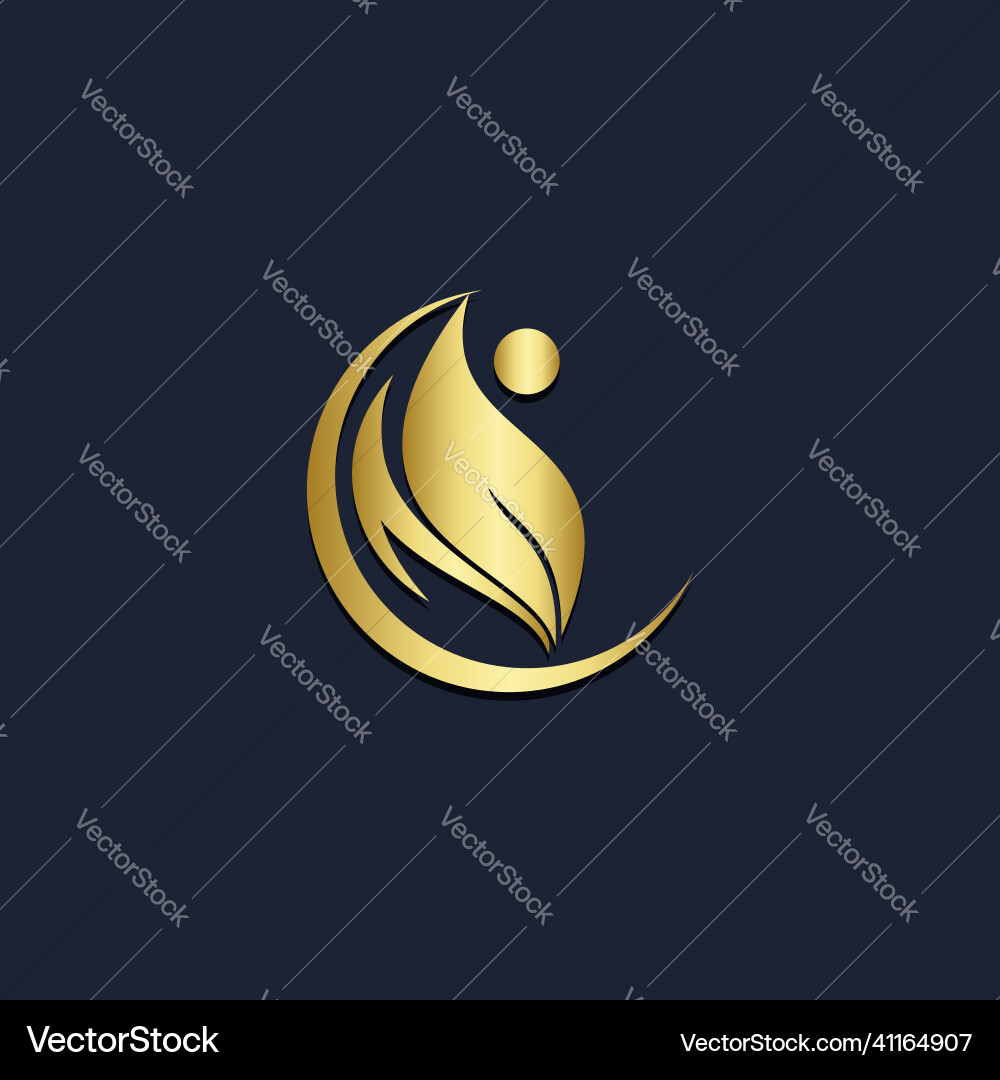 Leaf organic nature gold logo Royalty Free Vector Image