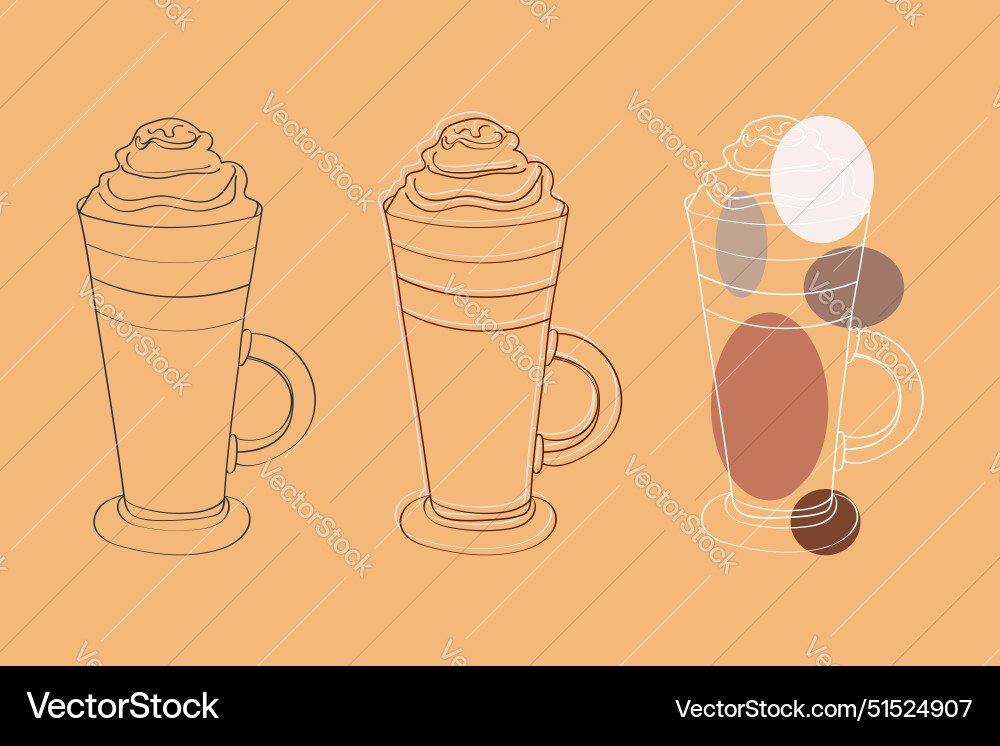 Line art of iced coffee Royalty Free Vector Image