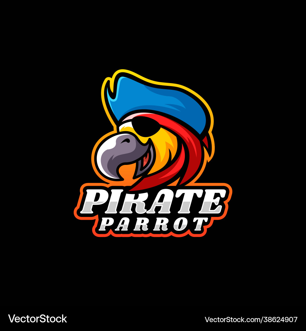 Logo pirate parrot mascot cartoon style Royalty Free Vector
