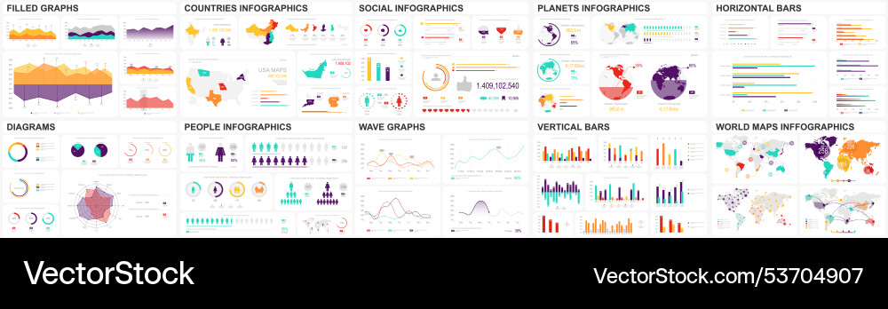 Mega set of infographic elements data Royalty Free Vector