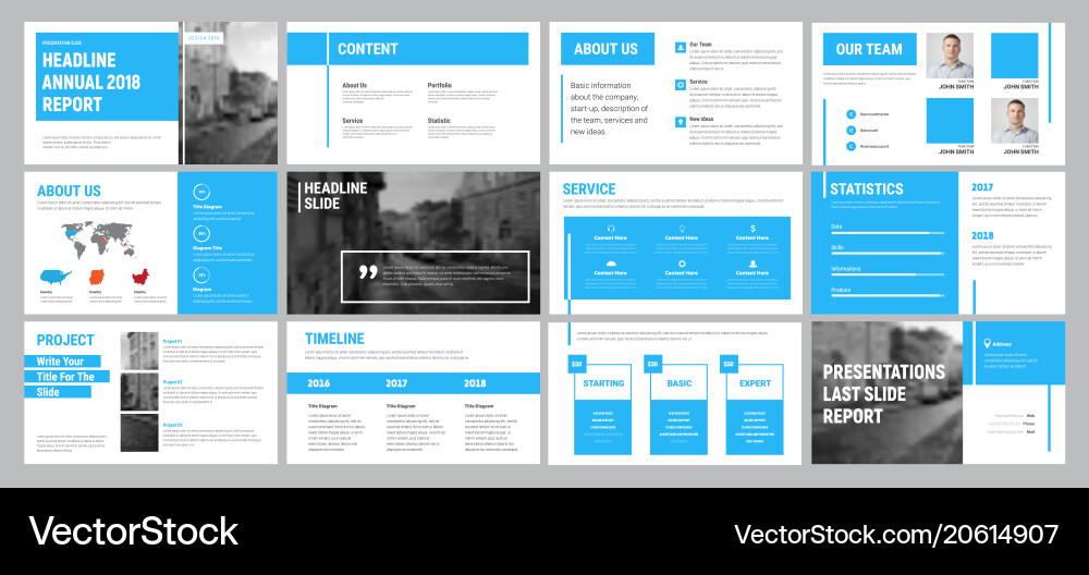 Presentation template with blue lines Royalty Free Vector