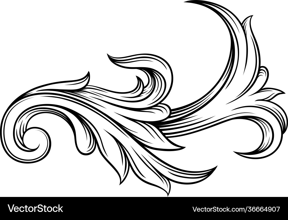 Scroll as baroque element with arabesque Vector Image