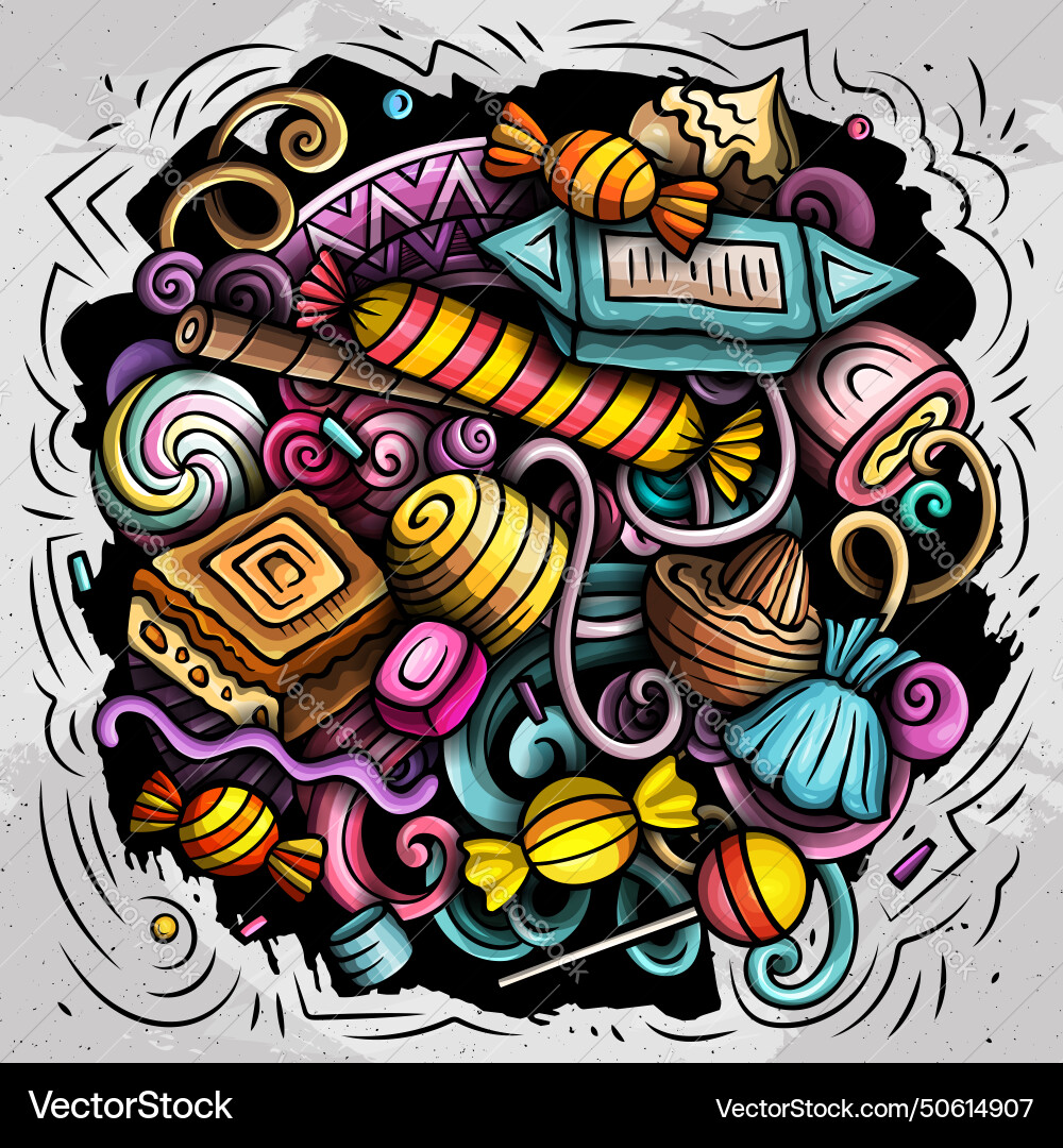 Sweet candies cartoon doodle Royalty Free Vector Image