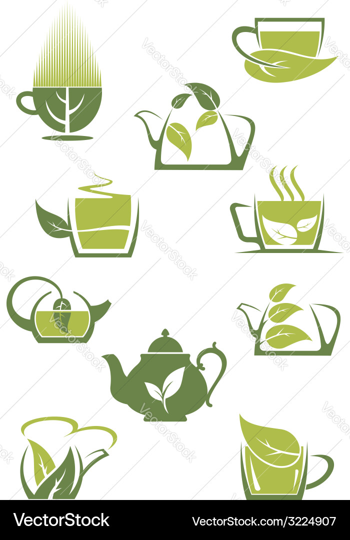 Tea Leaf Icons Set Royalty Free Vector Image - VectorStock