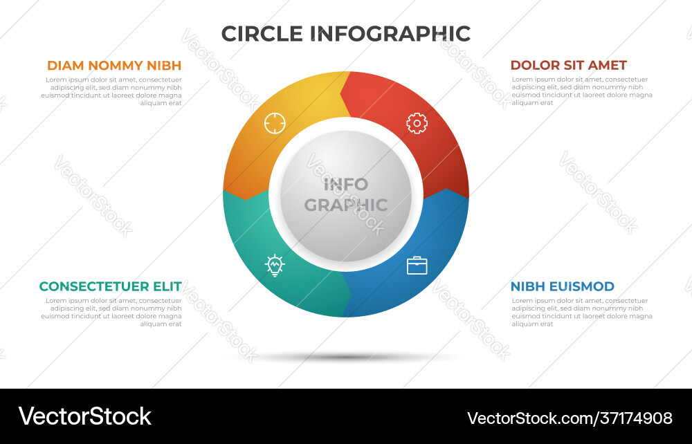 4 points infographic template with circle layout Vector Image