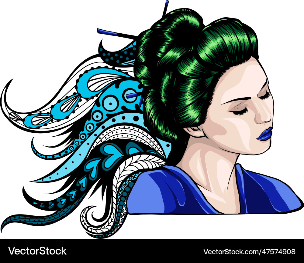 Asian head woman geisha design Royalty Free Vector Image