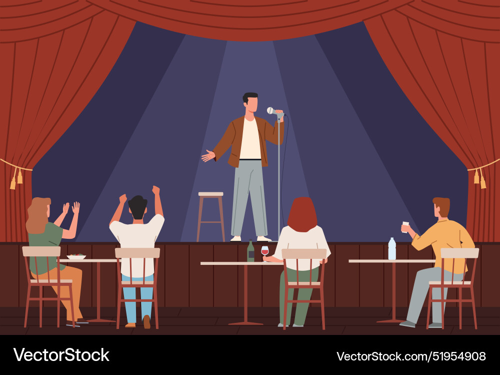 Audience in club artist on stage performs Vector Image