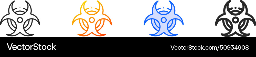Biohazard iconthin linear gradient blue stroke Vector Image