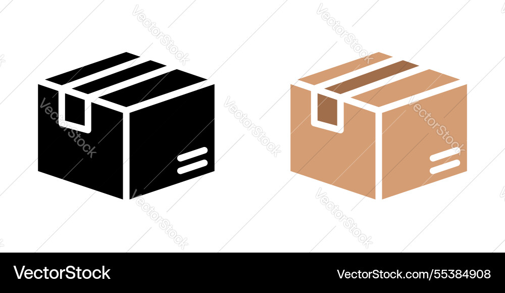 Box Icons Pack in schwarzer und farbiger Version Vektorbild