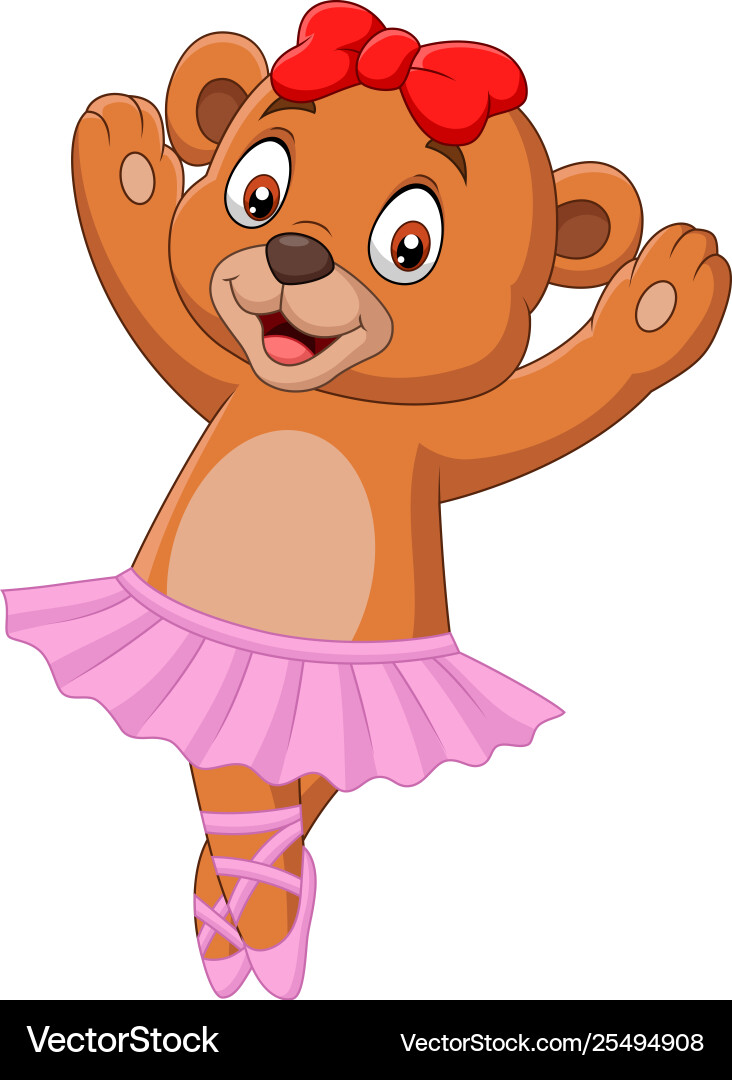 Cartoon baby bear ballet dancer Royalty Free Vector Image