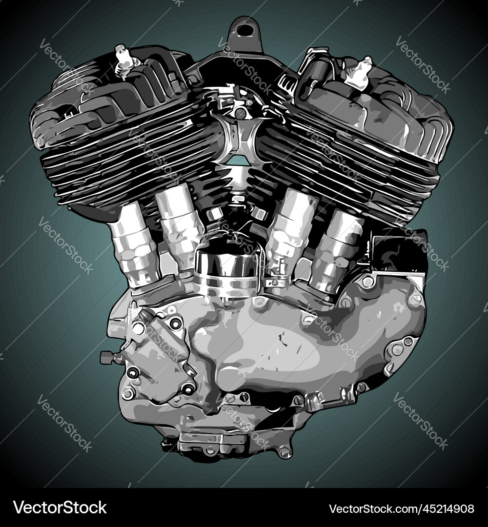 Classic v twin engine template Royalty Free Vector Image