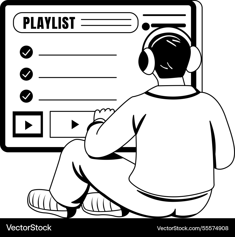 Listening music Royalty Free Vector Image - VectorStock