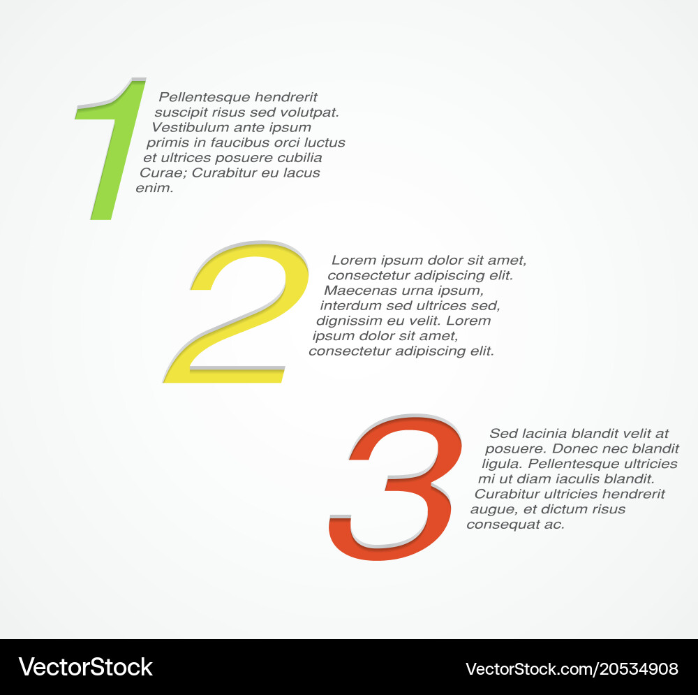 One two three Royalty Free Vector Image - VectorStock