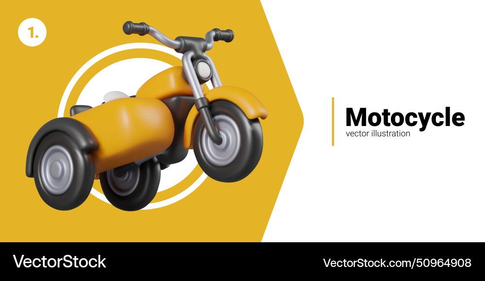 Realistic motorcycle with three wheels at moment Vector Image