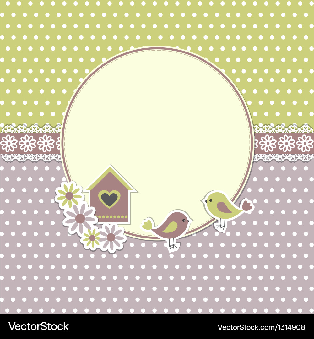 Retro Bird Frame with Birdhouse Royalty Free Vector Image