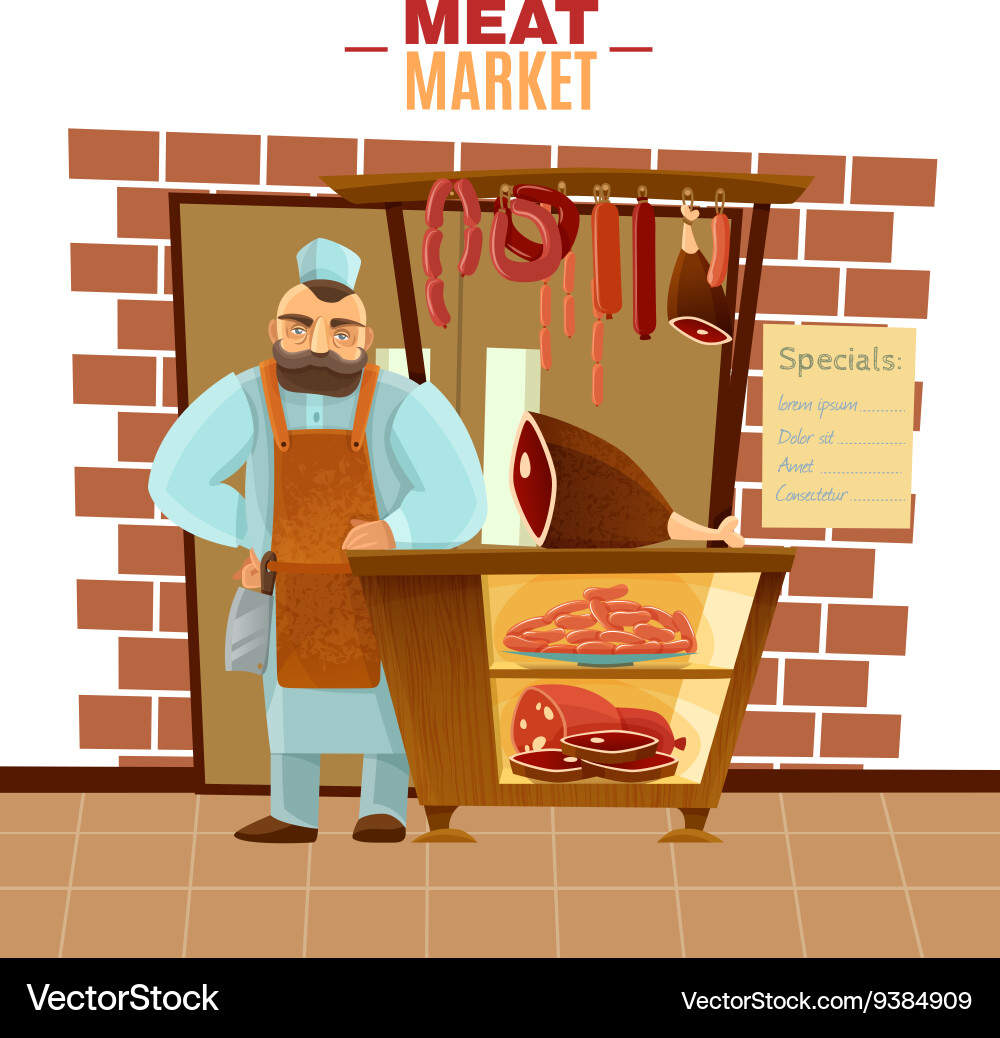 Butcher cartoon Royalty Free Vector Image - VectorStock