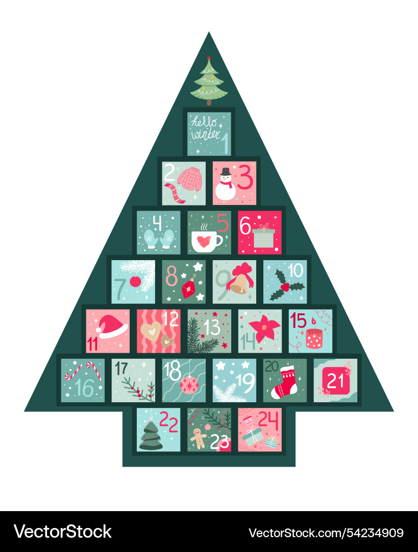 Christmas advent calendar for 24 days Royalty Free Vector