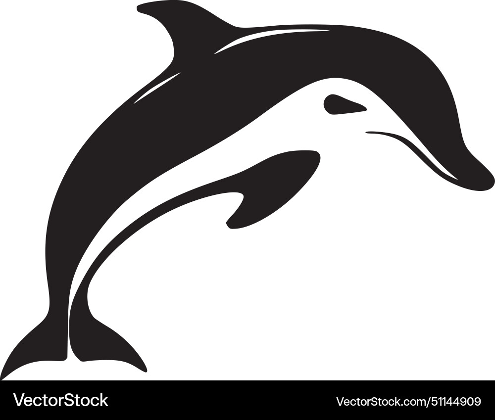 Dolphin - black and white Royalty Free Vector Image