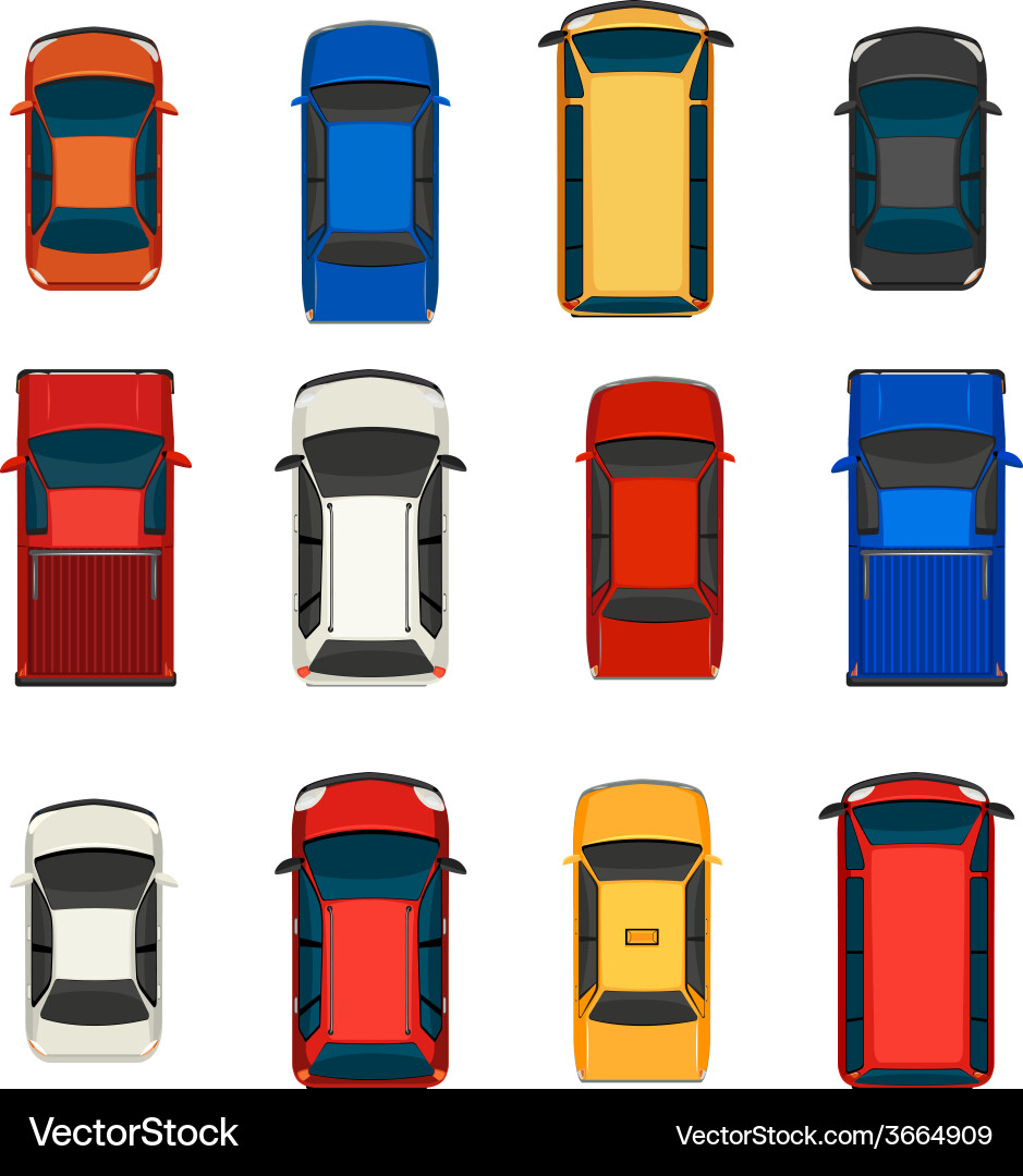Group of Vehicles - Top View Royalty Free Vector Image