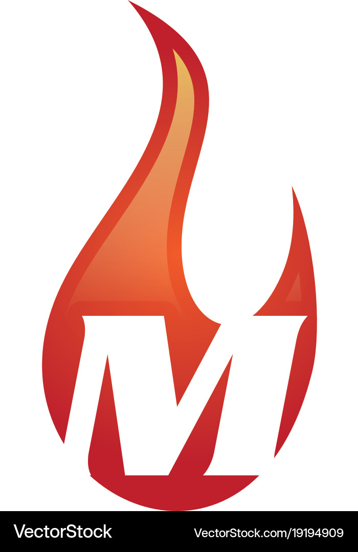 M letter flame logo Royalty Free Vector Image - VectorStock
