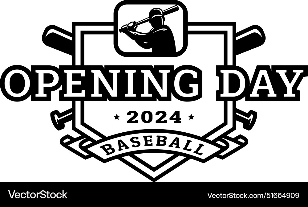 Opening day baseball logo emblem Royalty Free Vector Image