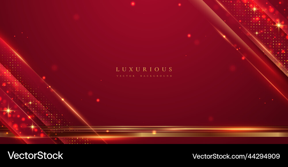 Red luxury background with gold line decoration Vector Image