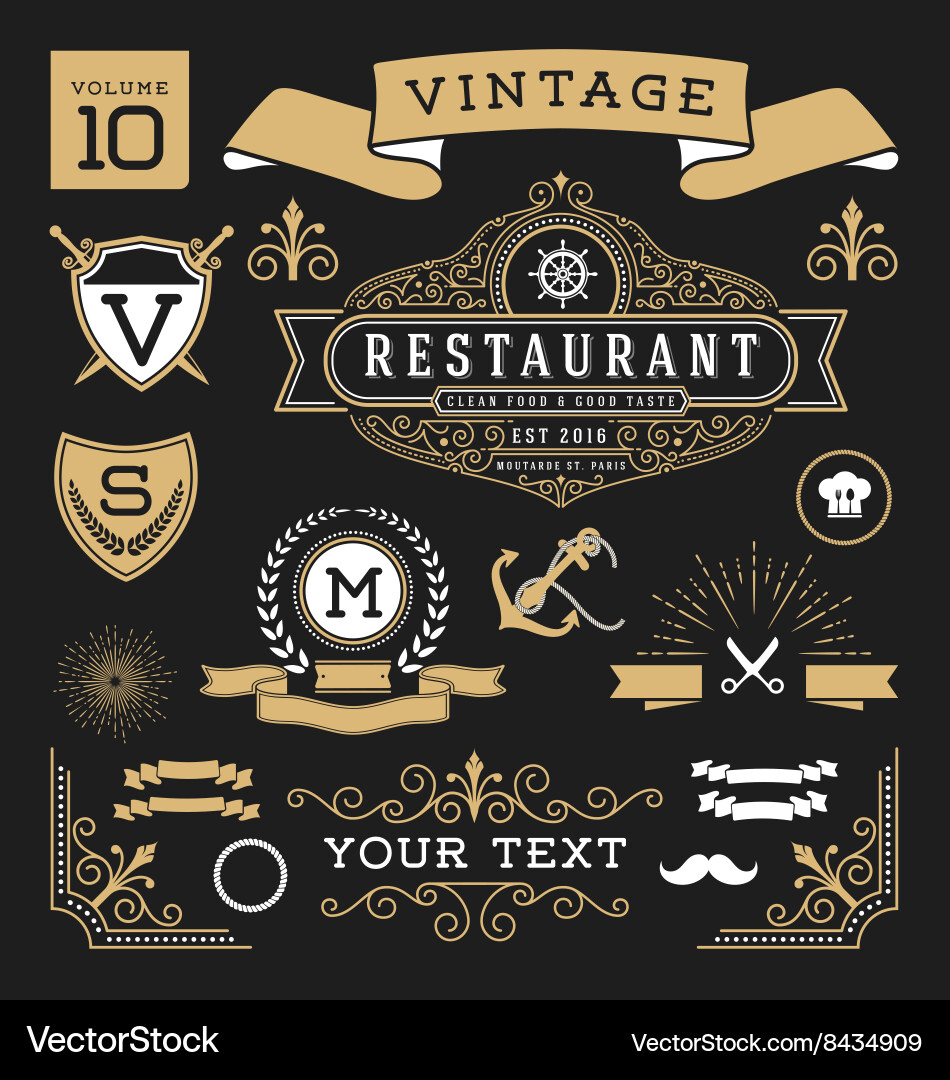 Set of retro vintage graphic design elements Vector Image