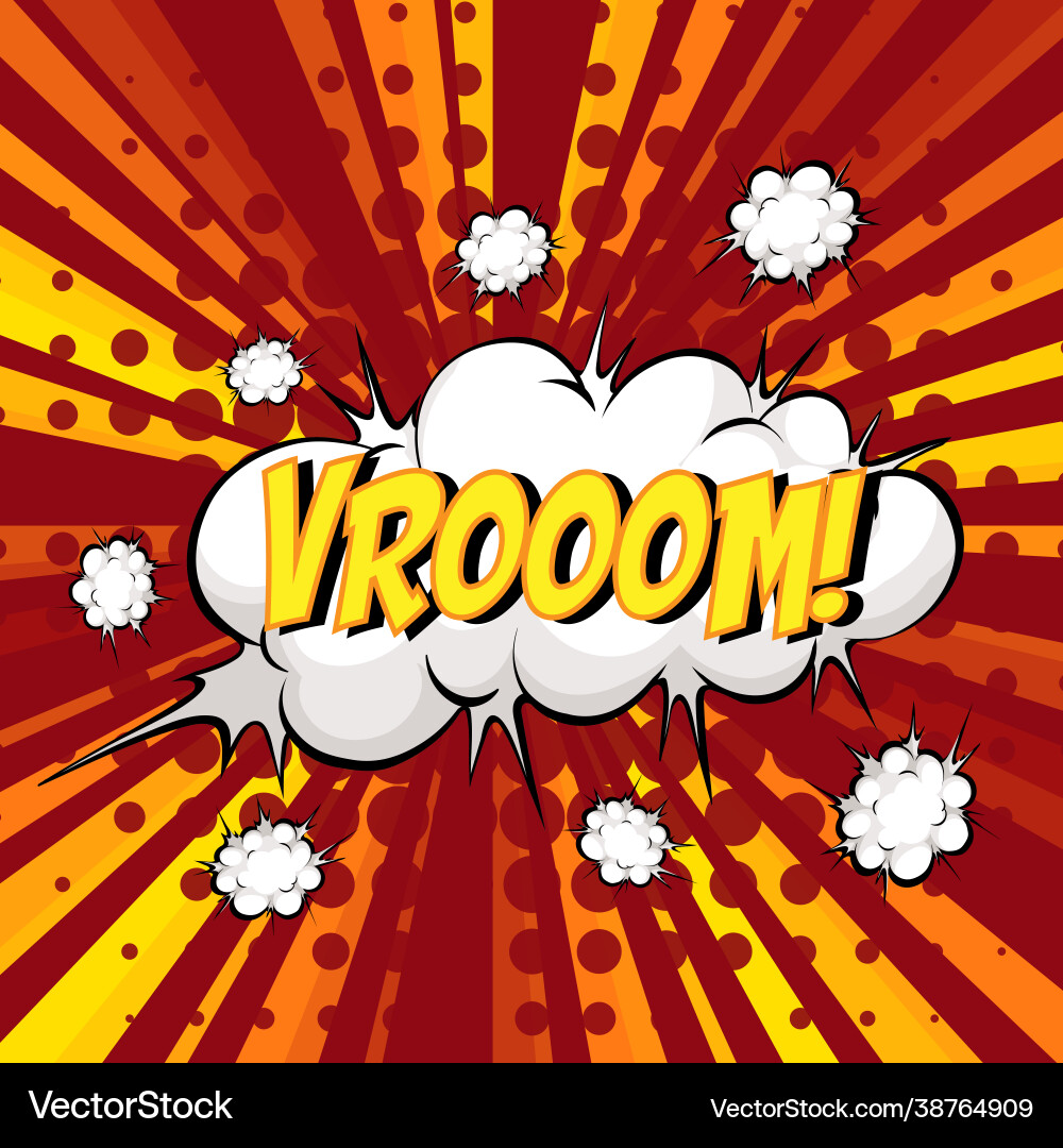 Vroom wording comic speech bubble on burst Vector Image