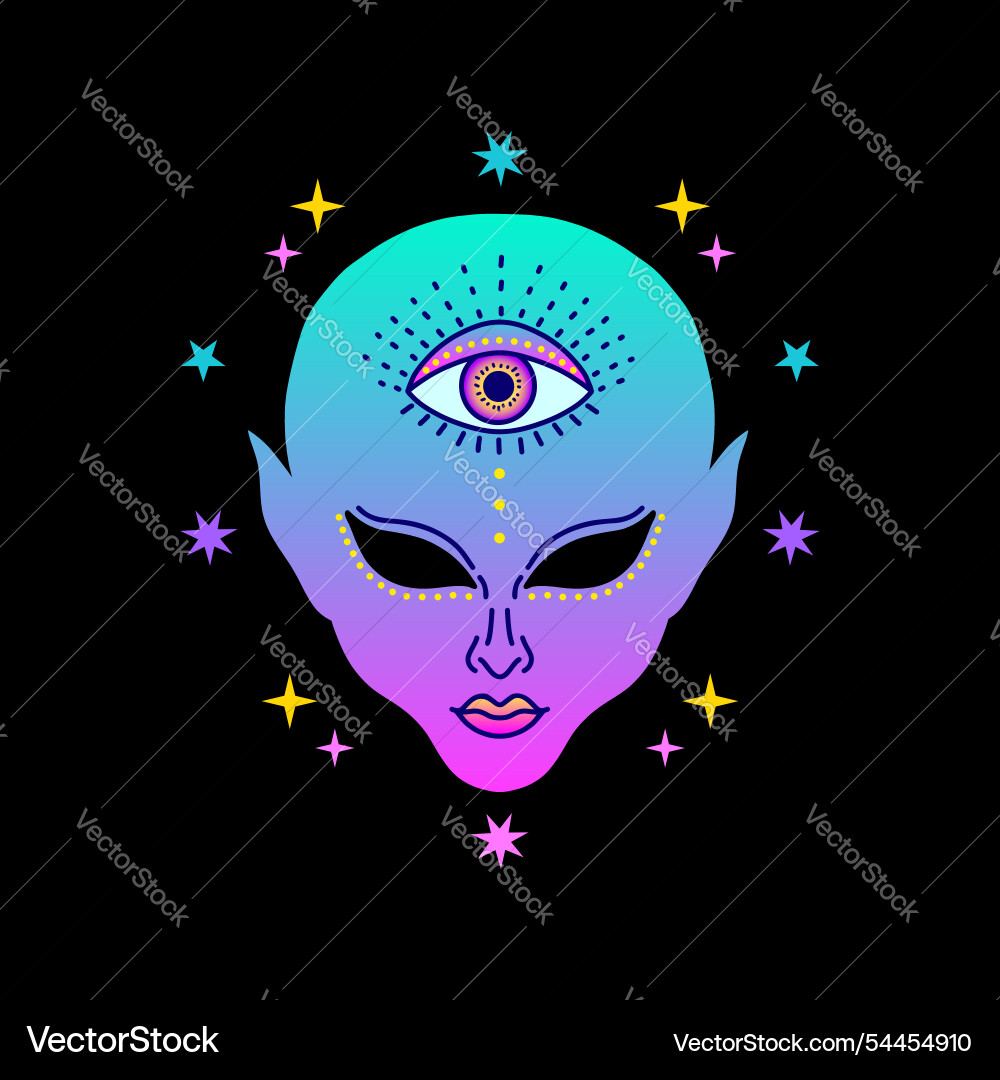Alien face with third eye Royalty Free Vector Image