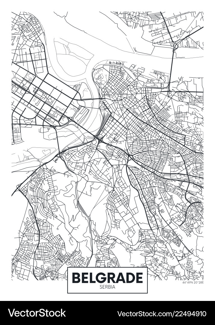 Belgrade City Map - Detailed Plan Royalty Free Vector Image