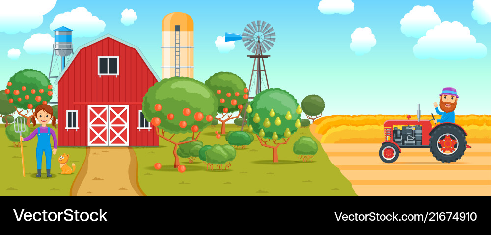 Cartoon banner on agricultural theme Royalty Free Vector