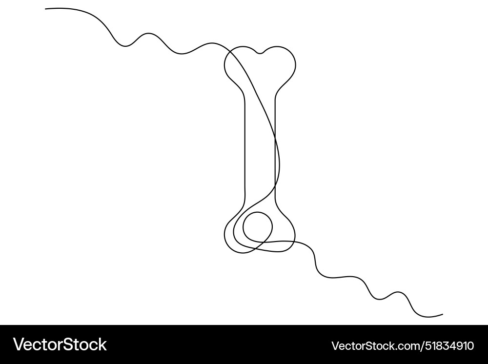 Dog bone continuous one line drawing Royalty Free Vector