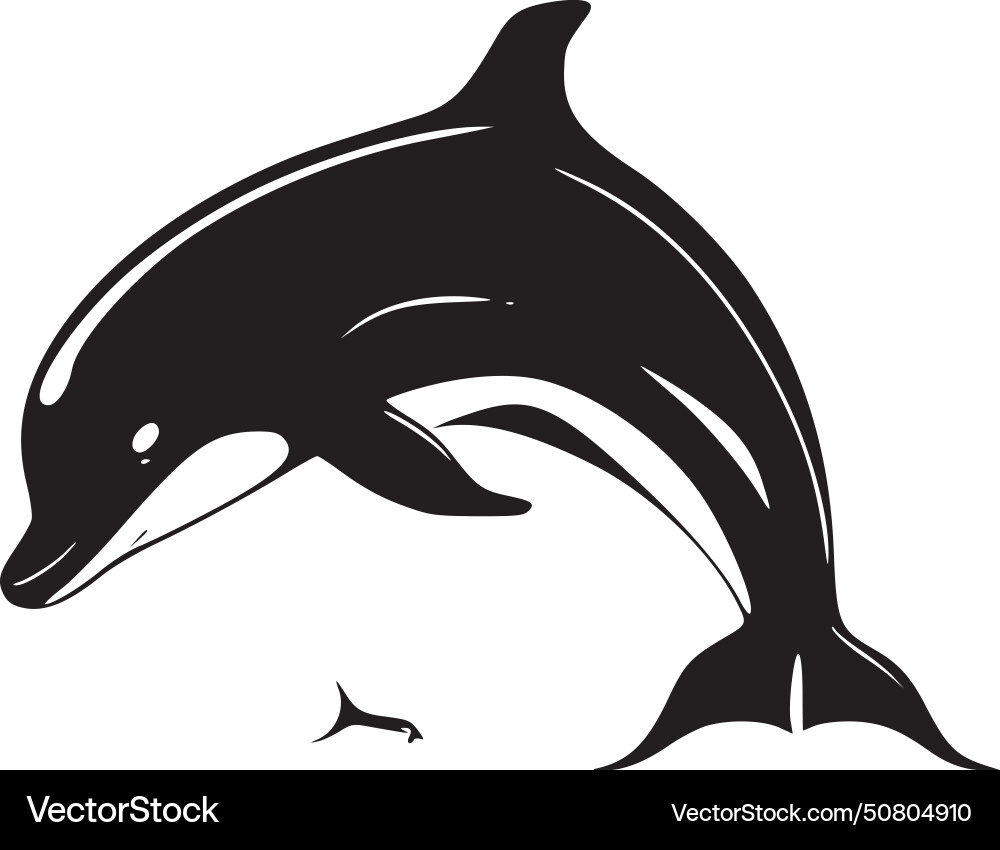 Dolphin - black and white isolated icon Royalty Free Vector
