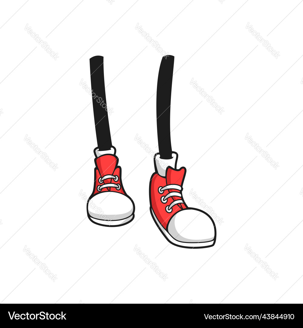 Human legs comic limbs in red shoes front view Vector Image