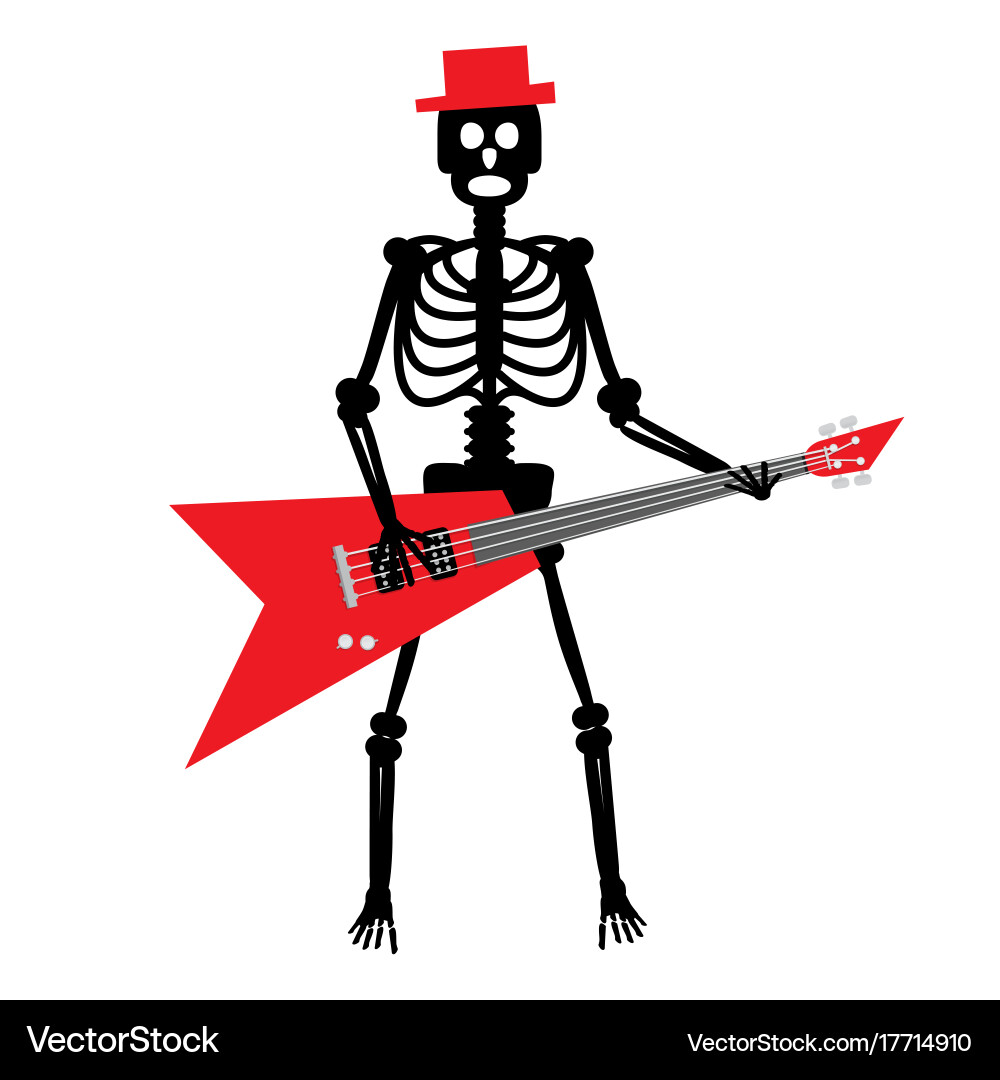 Human skeleton with guitar crazy punk rock Vector Image