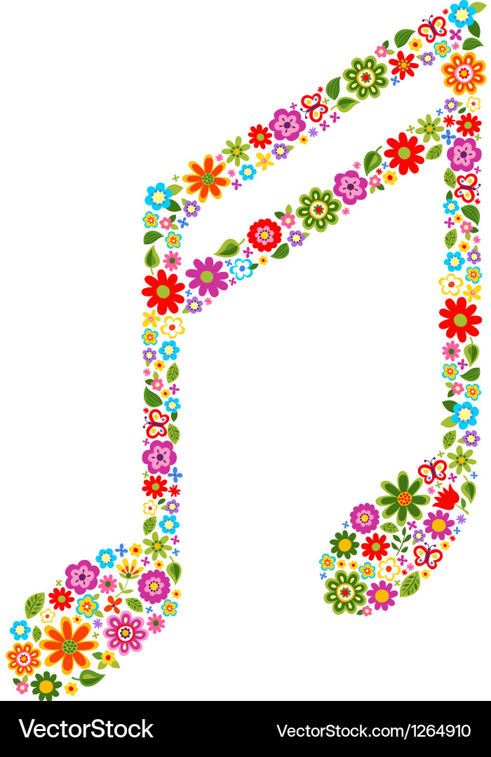Musical note with flowers Royalty Free Vector Image