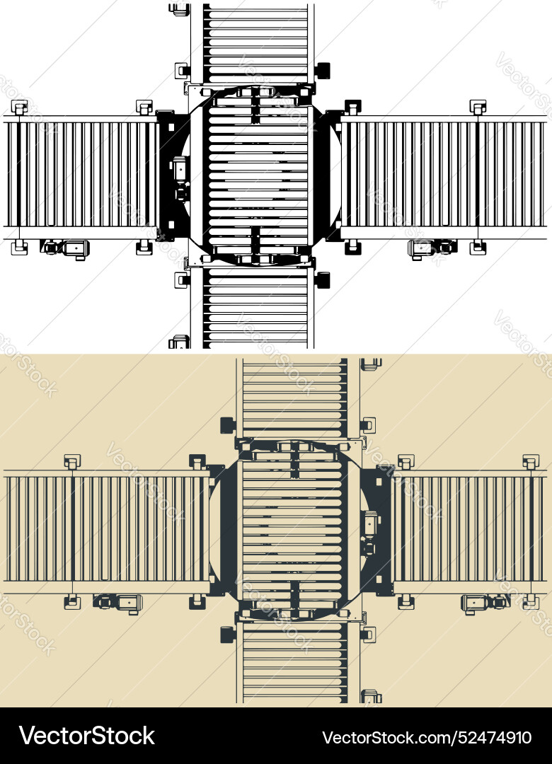 Turntable roller conveyor Royalty Free Vector Image