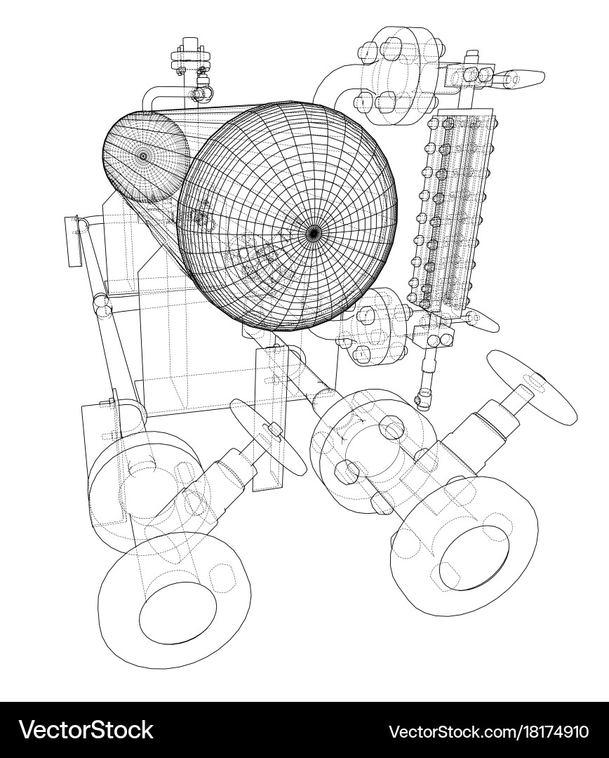 Wire-frame industrial equipment Royalty Free Vector Image