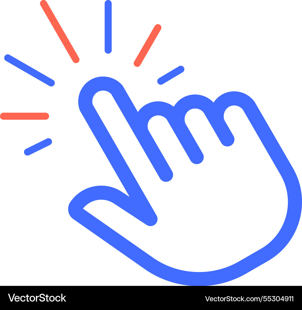 Blue hand cursor clicking a digital screen Vector Image