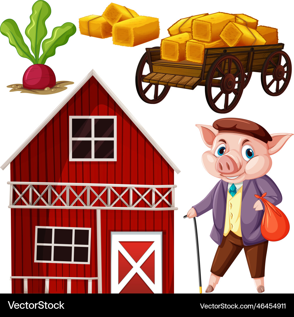 Farm objects and elements set Royalty Free Vector Image