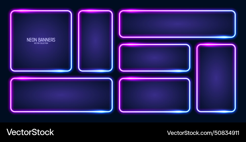 Glowing neon banners illuminated colorful square Vector Image