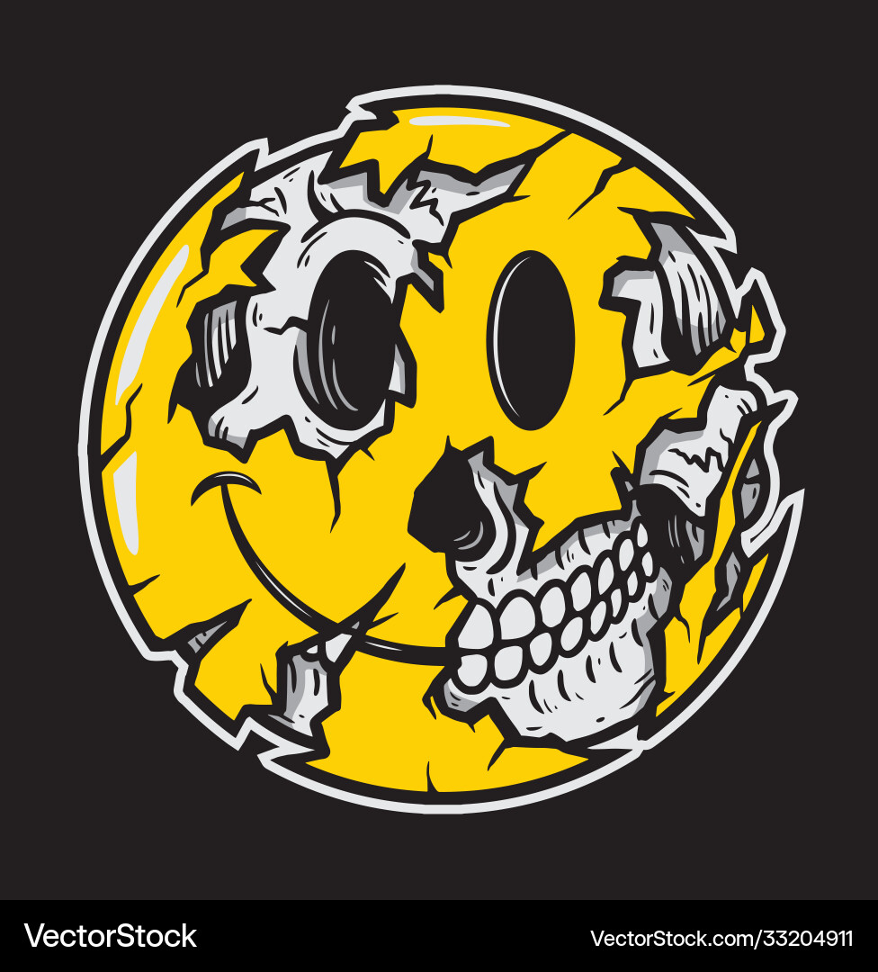 Halloween Smiley Skull Emoji Royalty Free Vector Image