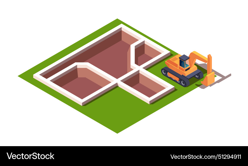 Isometric of a construction site Royalty Free Vector Image