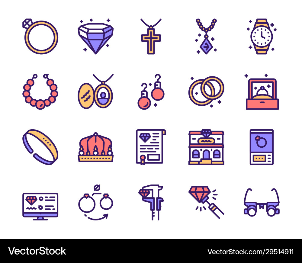 Jewelry Icon Set - Gems & Rings Royalty Free Vector