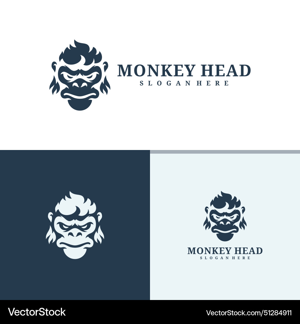 Monkey head logo design angry Royalty Free Vector Image